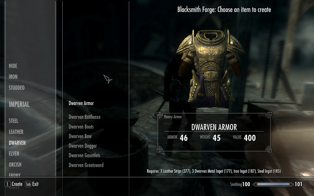 Dwarven Armor Crafting Guide The Elder Scrolls V Skyrim Standard 